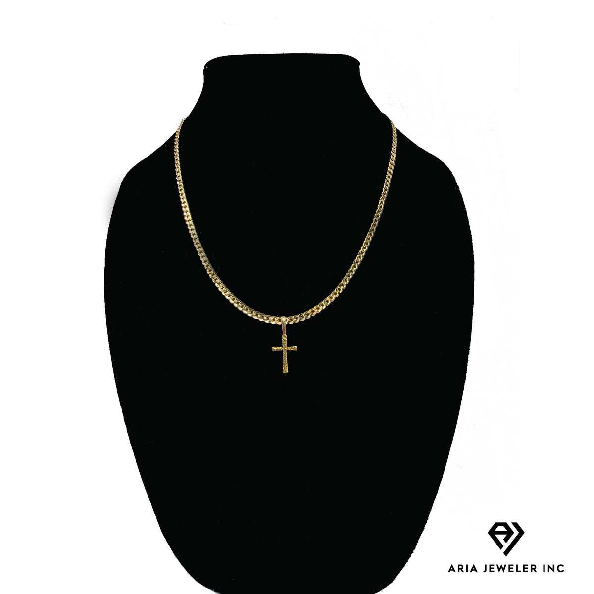 Chain with Gold Nugget Cross – Aria jeweler inc